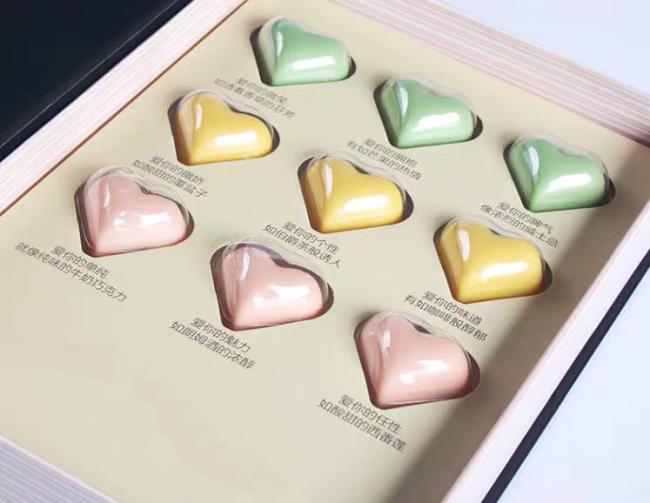 Close-up of chocolate box surface finish and printing quality