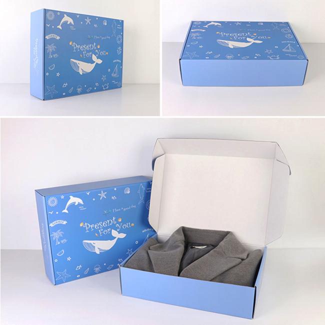Close-up view of printed cartoon mailer gift box