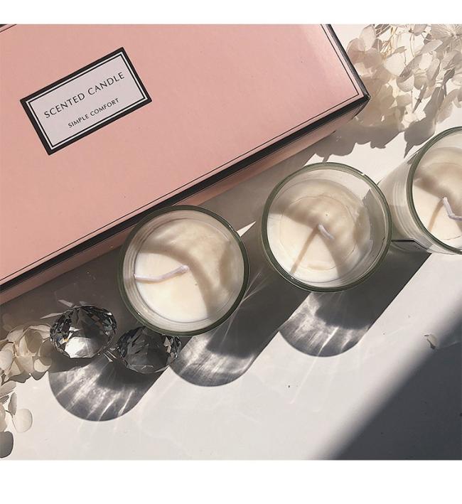 Custom pink candle packaging box with lid showing front design