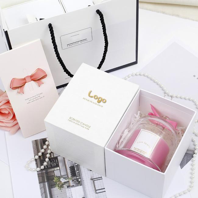 Close-up of custom candle box showing premium materials