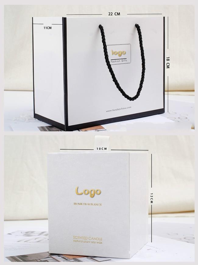 Custom printed candle packaging with brand logo