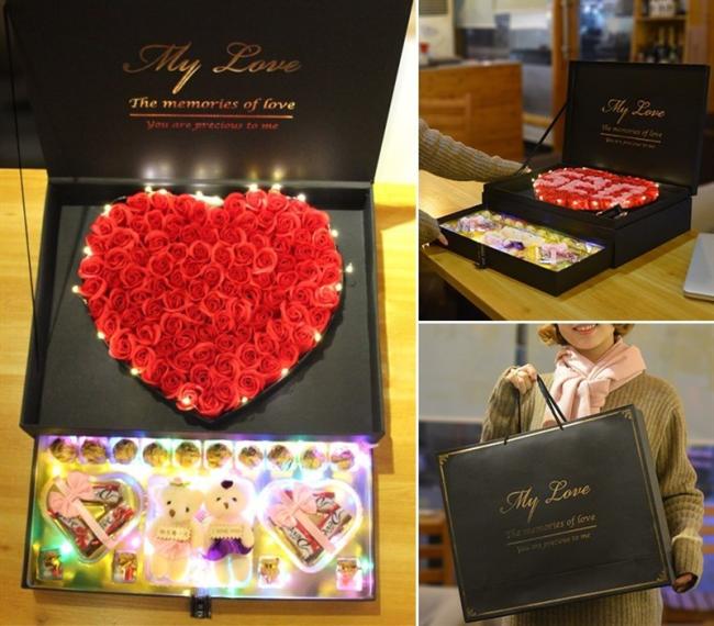 Close-up of premium flower box with custom branding