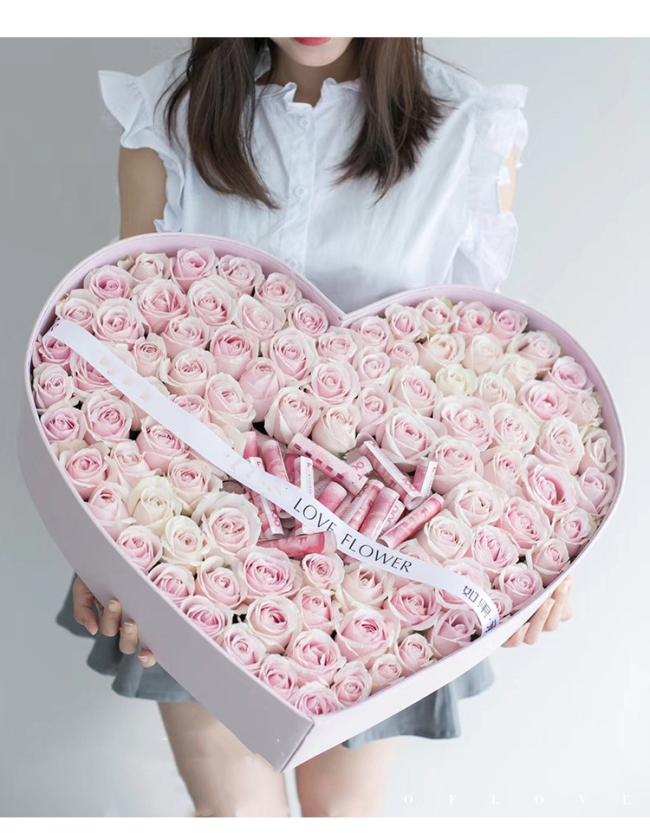 Side view of rigid paperboard bouquet box demonstrating sturdiness