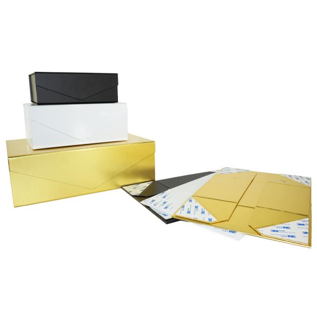 Gold magnetic foldable gift box side view