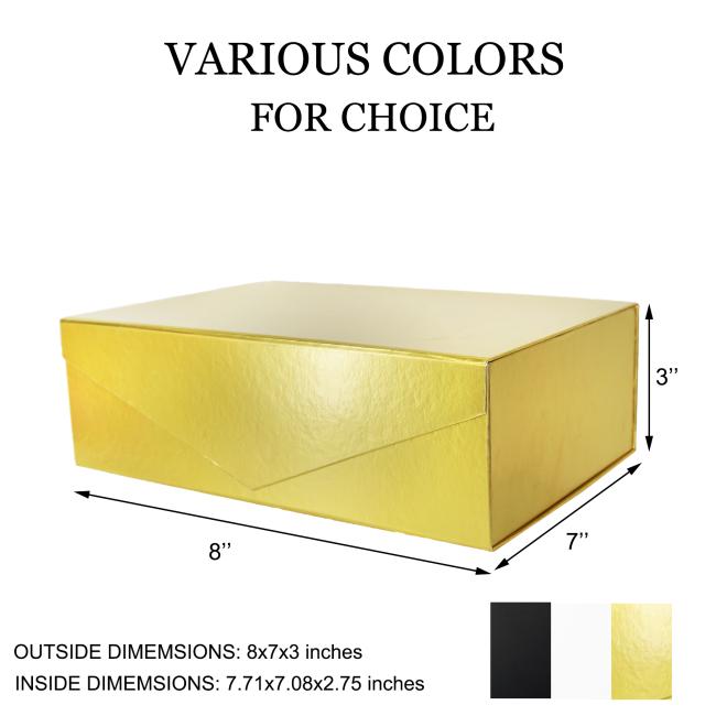 Gold magnetic foldable gift box opened view
