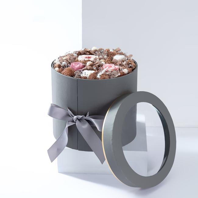 Side view of rotating PVC flower packaging box
