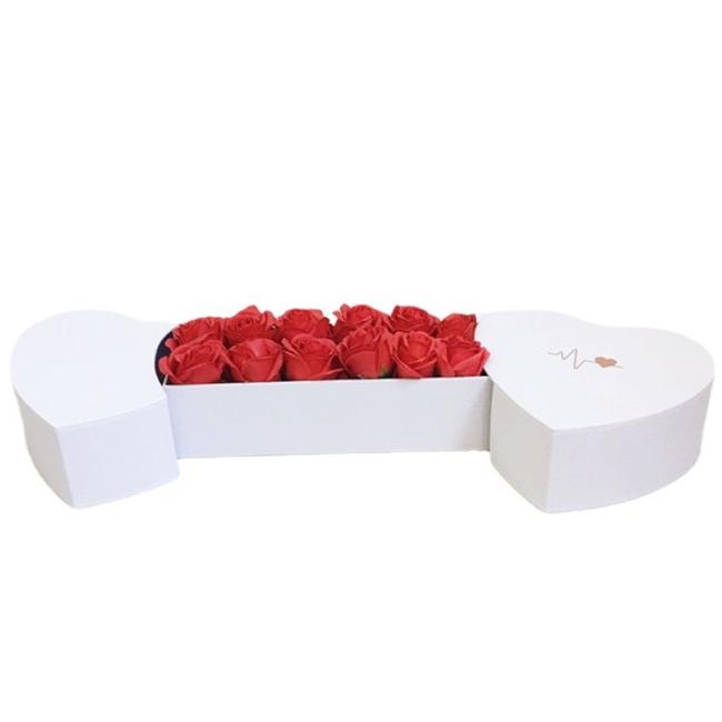 Side view of heart-shaped cardboard box with premium finish