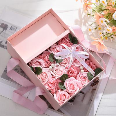 China Luxe stijve draagbare bloemenverpakkingsdoos met lint Recyclebare bloemenboeketdoos Te koop