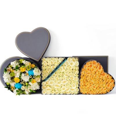 China Luxury Coated Paper XXL Heart Shape Rose Packaging Box / Rose Gift Box 38*15cm Size for sale