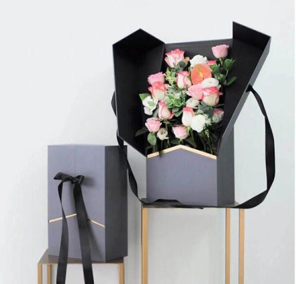 Quality Gift Bouquet Floral Packaging Boxes Custom Flower Long Stem Roses Box Rectangula for sale