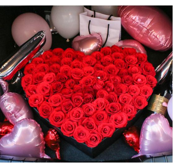 Quality Heart Shape Rigid Paperboard Gift Florist Bouquet Box Matt Black For Rose for sale
