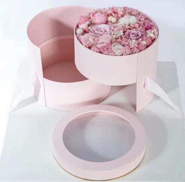 Quality Waterproof Rotating PVC Round Flower Packaging Boxes Eternal Rose Gift Packaging for sale