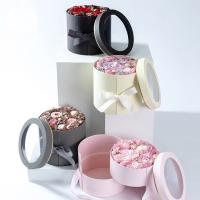 Quality Clear PVC Window Round Mother'S Day Flower Hat Box Floral Packaging Matte Glossy for sale