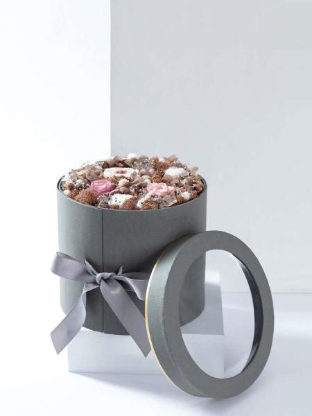 Quality Clear PVC Window Round Mother'S Day Flower Hat Box Floral Packaging Matte Glossy for sale