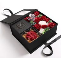 Quality Valentine'S Day Paperboard Cardboard Black Flower Box For Red Roses Gift Soap for sale