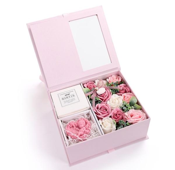 Quality Valentine'S Day Paperboard Cardboard Black Flower Box For Red Roses Gift Soap for sale