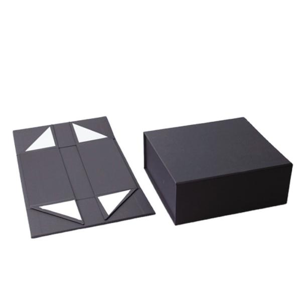Quality Sustainable Magnetic Folding Gift Box Black Paper Foldable Box Cardboard Flat for sale