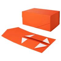 Quality Orange Cardboard Treat Boxes / Collapsible Gift Box With Magnetic Closure for sale