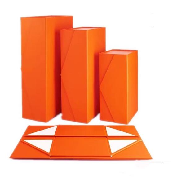 Quality Orange Cardboard Treat Boxes / Collapsible Gift Box With Magnetic Closure for sale