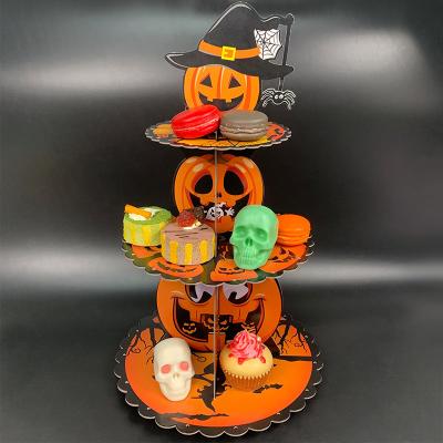 China Countertop Cupcake Cardboard Food Display Stands Case Halloween Party Foldable for sale