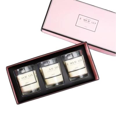 China Dekun 3 Units Scented Rigid Personalized Candle Packaging Box With Lid 18cmX12cmX6cm for sale