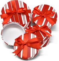 Quality Craft Christmas Round Nesting Gift Boxes With Lids 4 Pack Red And White For for sale