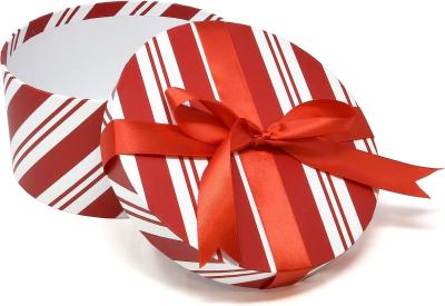 China Craft Christmas Round Nesting Gift Boxes With Lids 4 Pack Red And White For Candy Cookie for sale