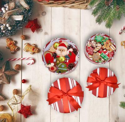 China Craft Christmas Round Nesting Gift Boxes With Lids 4 Pack Red And White For Candy Cookie for sale