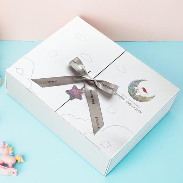 Quality OEM Embellished Ribbon Rigiding Double Door Flat Pack Gift Boxes Custom Order for sale