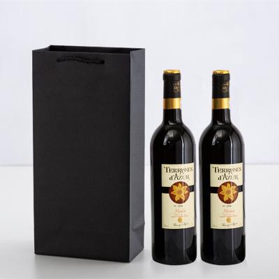 China Drawstring Handle Recyclable Paper Kraft Wine Bottle Bags Coated Paper Matt Laminantion for sale