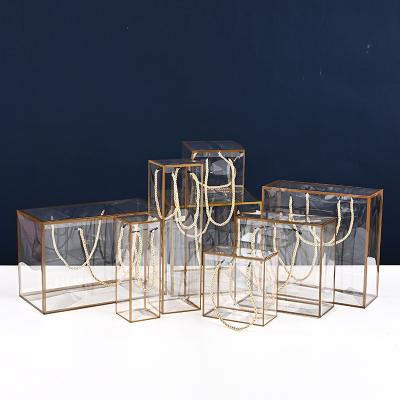 China Simple Folding PET PVC Tote Transparent Plastic Pvc Box Gift Packaging With Handle for sale