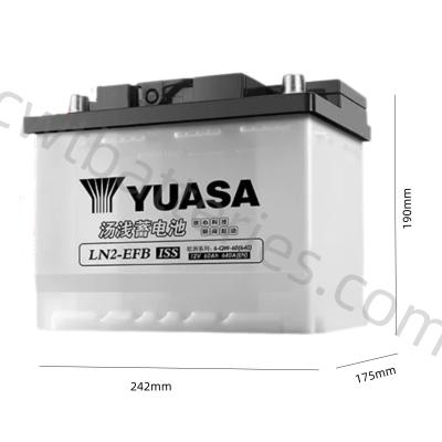 Cina Batteria per veicoli a motore ISS attiva 12V 60Ah YUASA LN2-EFB per veicoli di arresto in vendita