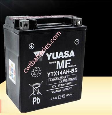 Κίνα Επόμενο μάρκετ Yuasa YTX14AH-BS Μοτοσυκλέτα μπαταρία 12V 12Ah 10HR προς πώληση