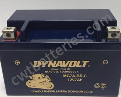 China OEM Motorcycle Battery Replacement Nano Gel 12V 7Ah Agm Deep Cycle Dynavolt MG7A-BS-C for sale