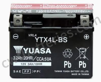 China Lithium Motorcycle Yuasa YTX4L-BS Battery 12V 3Ah 10HR CCA:50A for sale