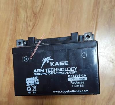 China Kage Battery MF12V9-1A 12V 9Ah Replaces YTX9-BS for Motorcycle Battery for sale