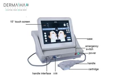 China Single Handle 4Mhz HIFU Beauty Machine 5 Cartridges Ultraform For Face for sale