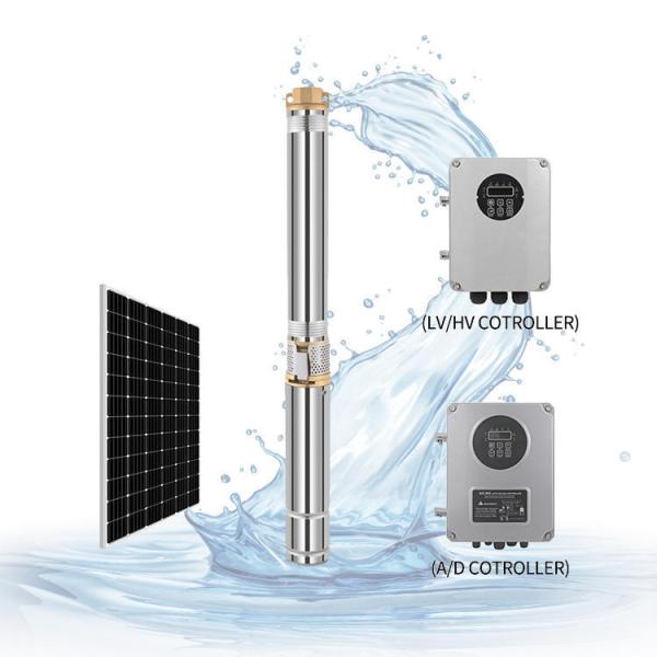 Quality Solar Powered DC Brushless Submersible Water Pump 24V Irrigation Garden Pond Deep Well High Flow High Pressure Stainless Steel for sale
