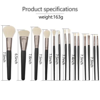 China Wood Handle Black 14Pcs Private Label Makeup Brush Set 19.6*1.7cm for sale