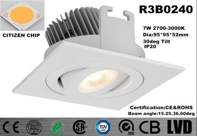 Cina PANNOCCHIA Downlights del CITTADINO interna di inclinazione 2700-3000K Dia95*95*52mm di progettazione 7W 30Deg di modo in vendita