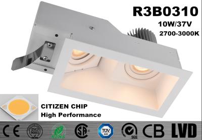 China Double Head Square 20 Deg Tilt Aluminum Dim LED Downlights Warm White For Hotel for sale