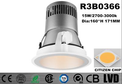 China Round High Luminous LED Recessed Downlight 15W Thin Trim Aluminum 3000K White COB for sale