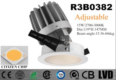 Cina Un punto rotondo ribaltabile Downlights il PF 0,9 15W di 25 gradi LED riscalda il risparmio energetico bianco in vendita