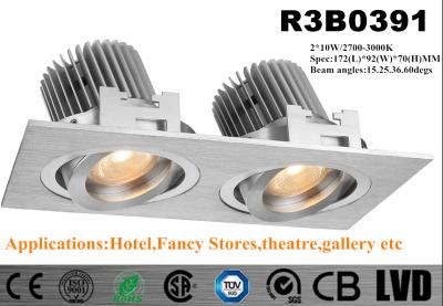 China Double Head 20W COB LED Recessed Downlight Square Adjustable White Warm 3000K for sale