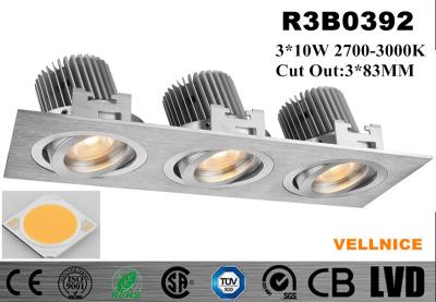 China 3 * 10W Multi Head Recessed Ceiling Spotlights / Downlights 3000K Super Brightness for sale