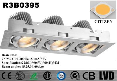 China Triple - Head 21W 20 Deg Tiltable Dimmable Led Downlight Low Power Consumption for sale