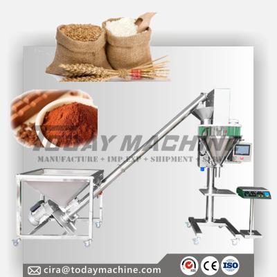 China Semi-Automatic Auto Dry Powder Filler / Manual Auger Filling Packing Packaging Machine with Screw Conveyor for sale