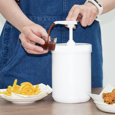 China 41 Ounce PE Square Head Jug Pump Dispenser 5ml 8ml 10ml For Sauces Syrups Soaps for sale