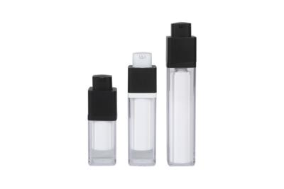 중국 이중 계층 사각형 아크릴 PP 15ml 30ml 50ml 공기 없는 펌프 포장 화장품 병 판매용