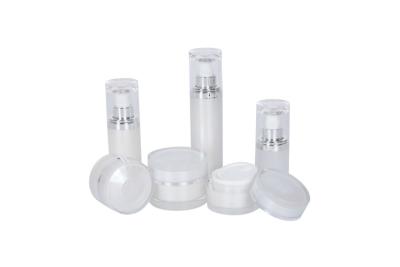 China Heavy Wall Acrylic Lotion Bottle Round Cream Jar 30g Skincare Cosmetic Set for sale
